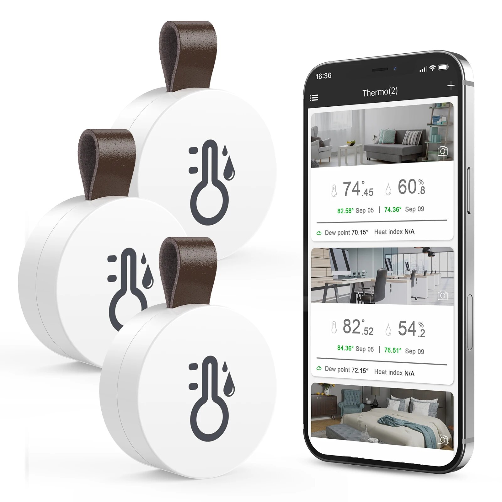 ORIA Беспроводной термометр-гигрометр Bluetooth 3PCS