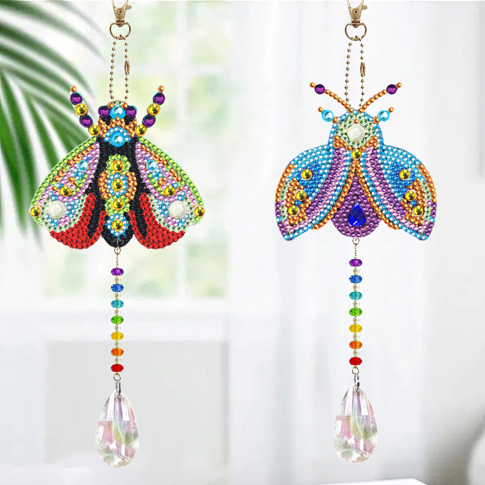 Алмазная живопись кристалл кулон из бисера 5D колокольчики двухсторонний Алмазный стеклянный кулон DIY пчела птица