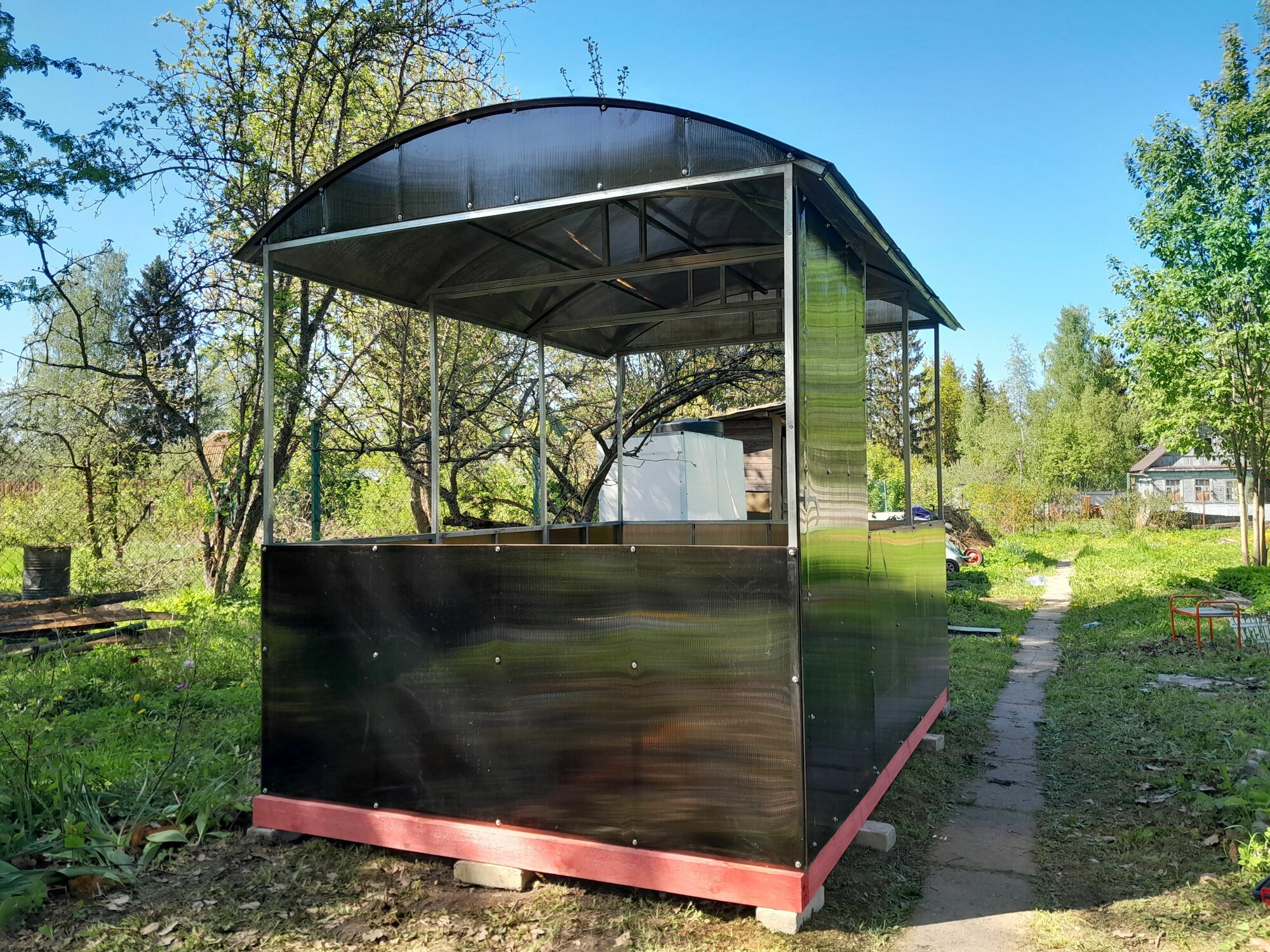 Беседка Гамма 2х3 м оцинкованная металлическая с поликарбонатом коричневого цвета