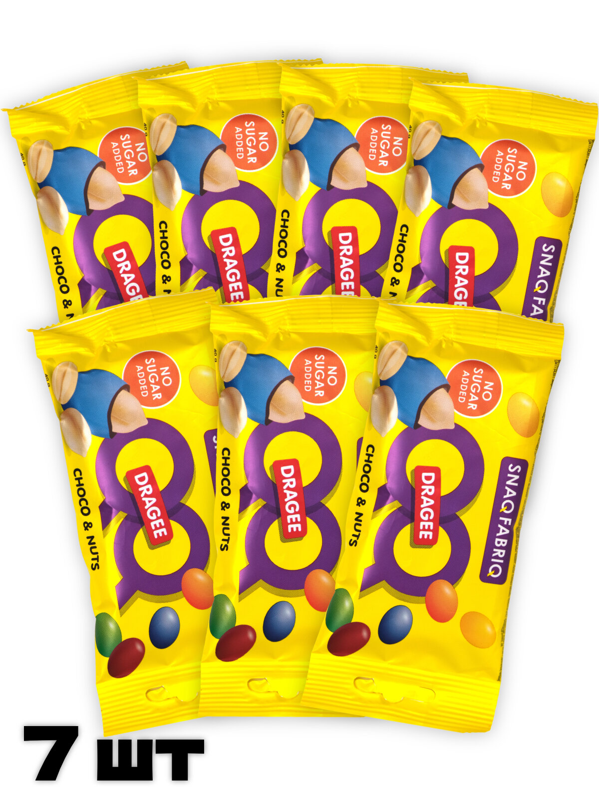 Драже SNAQ FABRIQ Драже QQ с арахисом и молочным шоколадом покрытое разноцветной глазурью, без сахара 7 х 40 г