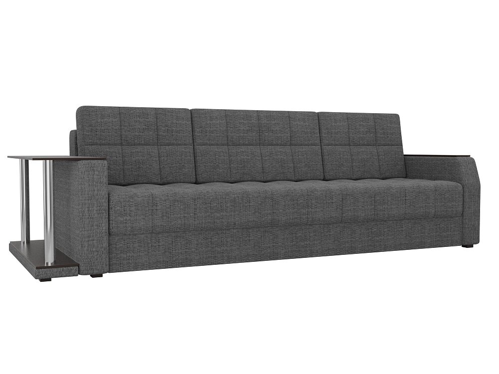 Прямой диван Атлант со столиком Серый Рогожка, еврокнижка, 255х101х85 см, с ящиком для белья