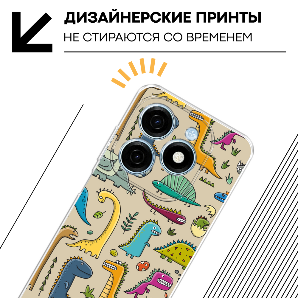 Чехол на Tecno Spark 20 / Текно Спарк 20 с принтом Динозаврики