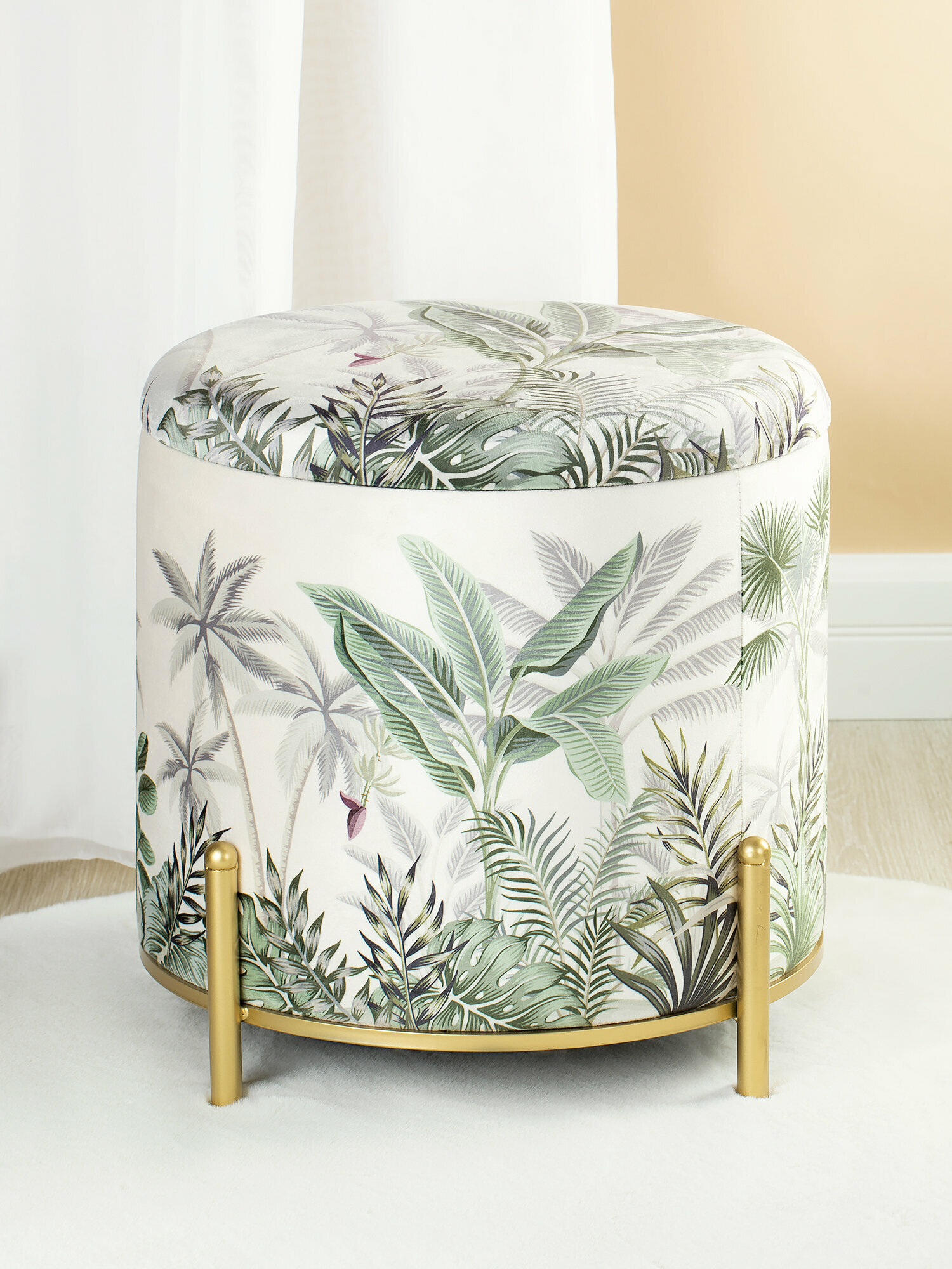 49-235B Пуф с крышкой 44х44х45см, МДФ, дерево, ткань, поролон, металл, Glasar