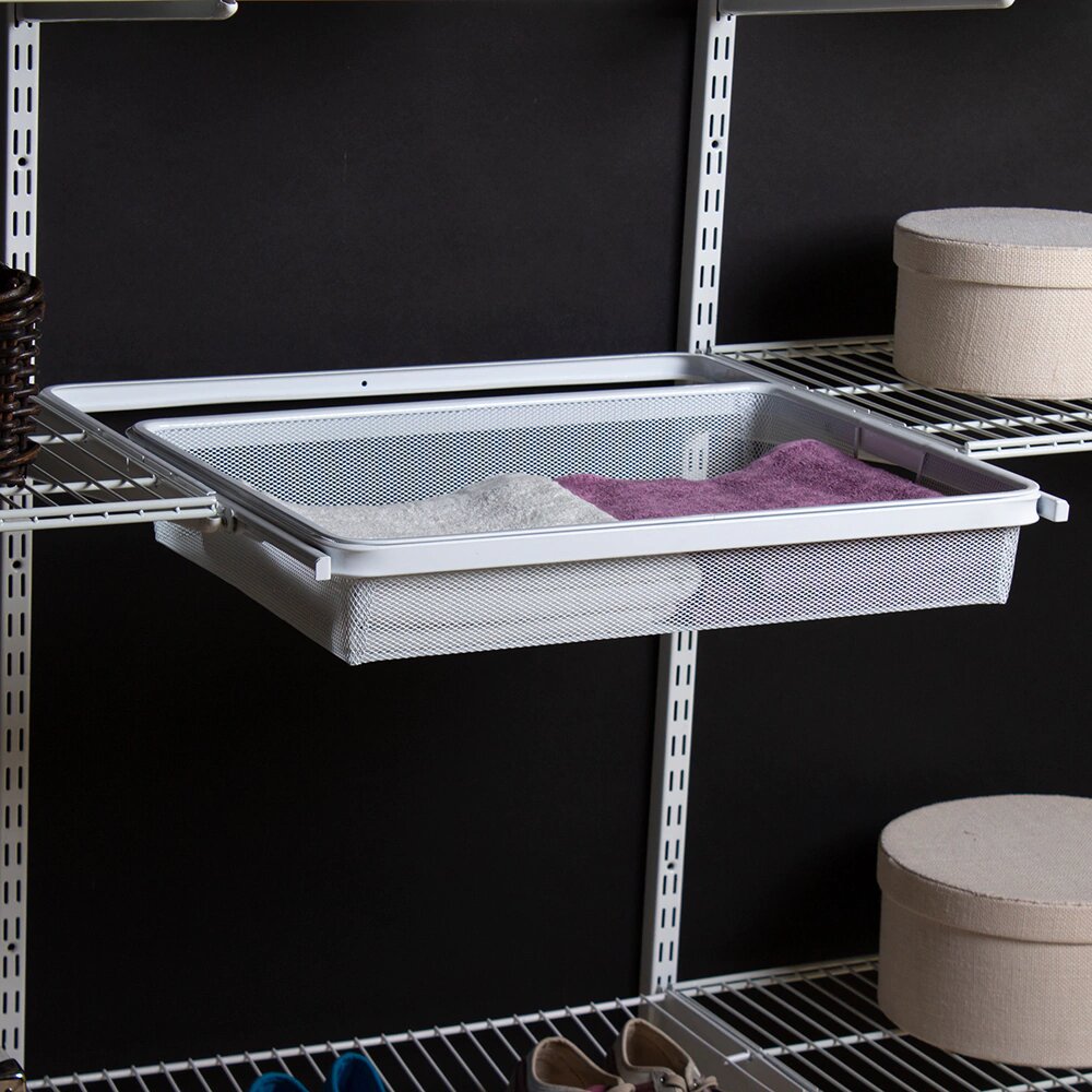 Корзина мелкосетчатая Larvij L9559 для выдвижной рамы 55,5 х 41 х 8,5 см белая для гардеробной системы Larvij