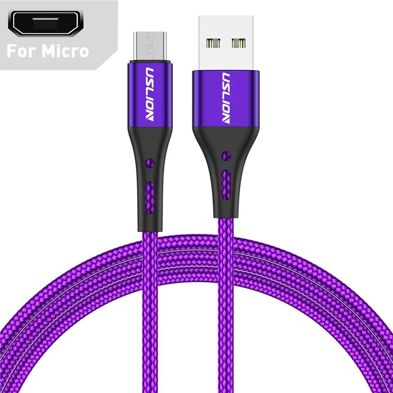 Кабель USB Type-C 3A для Samsung S10 S20 Xiaomi mi 11 микро USB кабель 3A нейлоновый кабель USB Type-C для быстрой зарядки для Samsung Xiaomi HTC зарядное устройство USB кабель для передачи данных мобильный телефон каб 1M, Purple For Micro