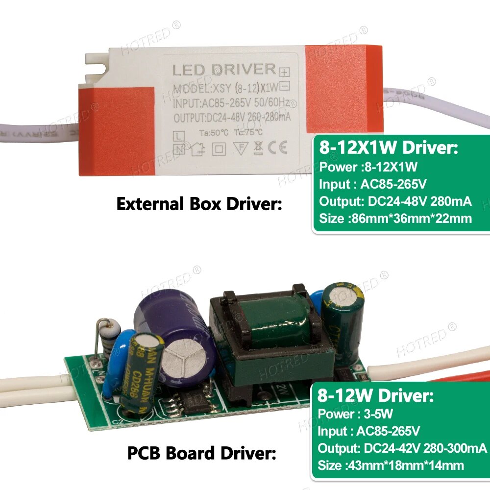 Трансформатор освещения HotRed 280 мА 1-36 Вт 8-12W DC24-48V, External Box Driver