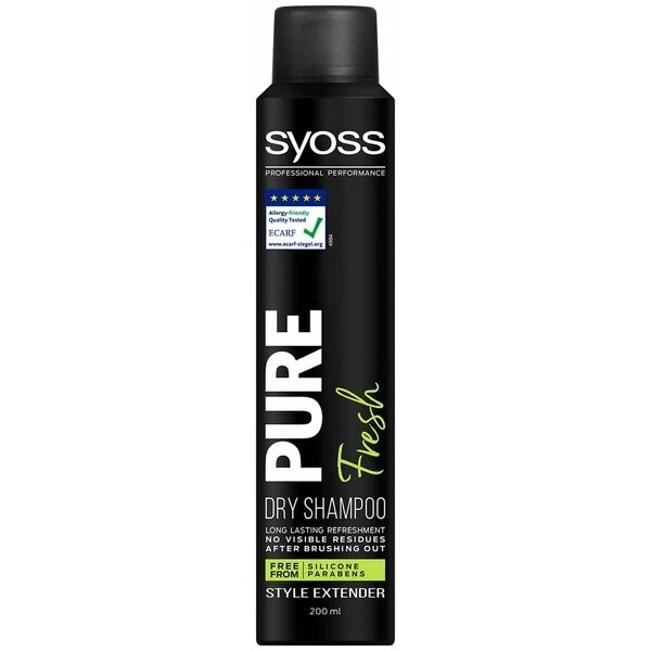 Сьосс Пьюр Фреш / Syoss Pure Fresh - Сухой шампунь для волос освежающий 200 мл
