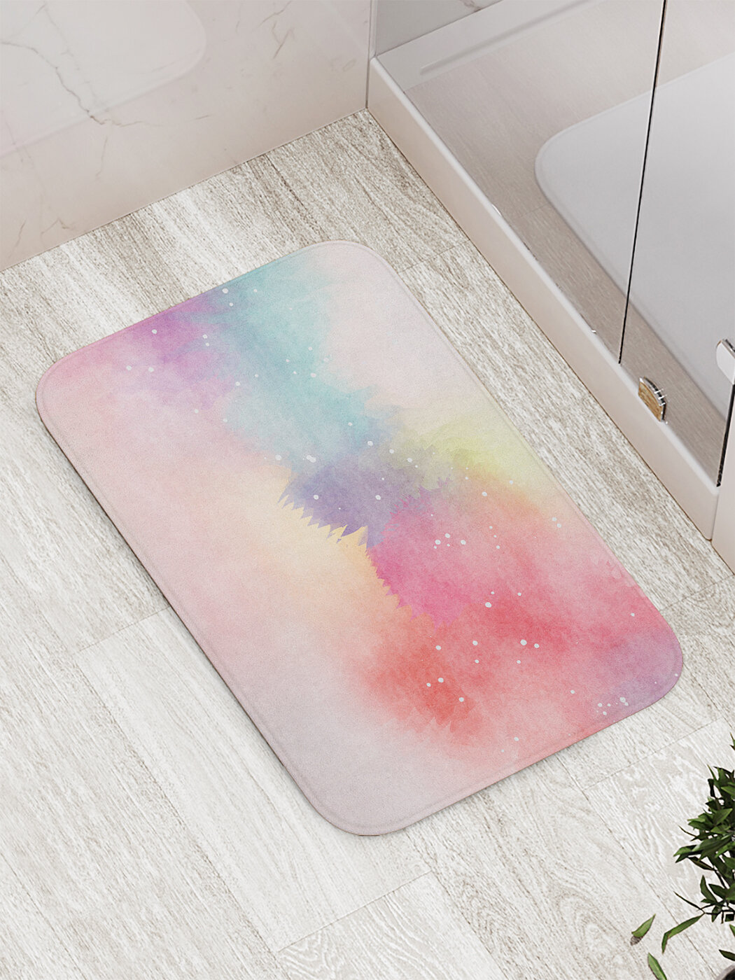 Коврик для ванной комнаты, туалета "Акварельные разводы" противоскользящий, 52х77 см, JoyArty