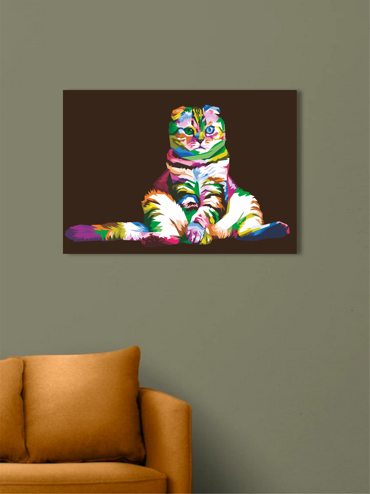 Картина для интерьера Art IrbisPrint Котик минимализм 40х60 см натуральный холст на подрамнике 20 мм