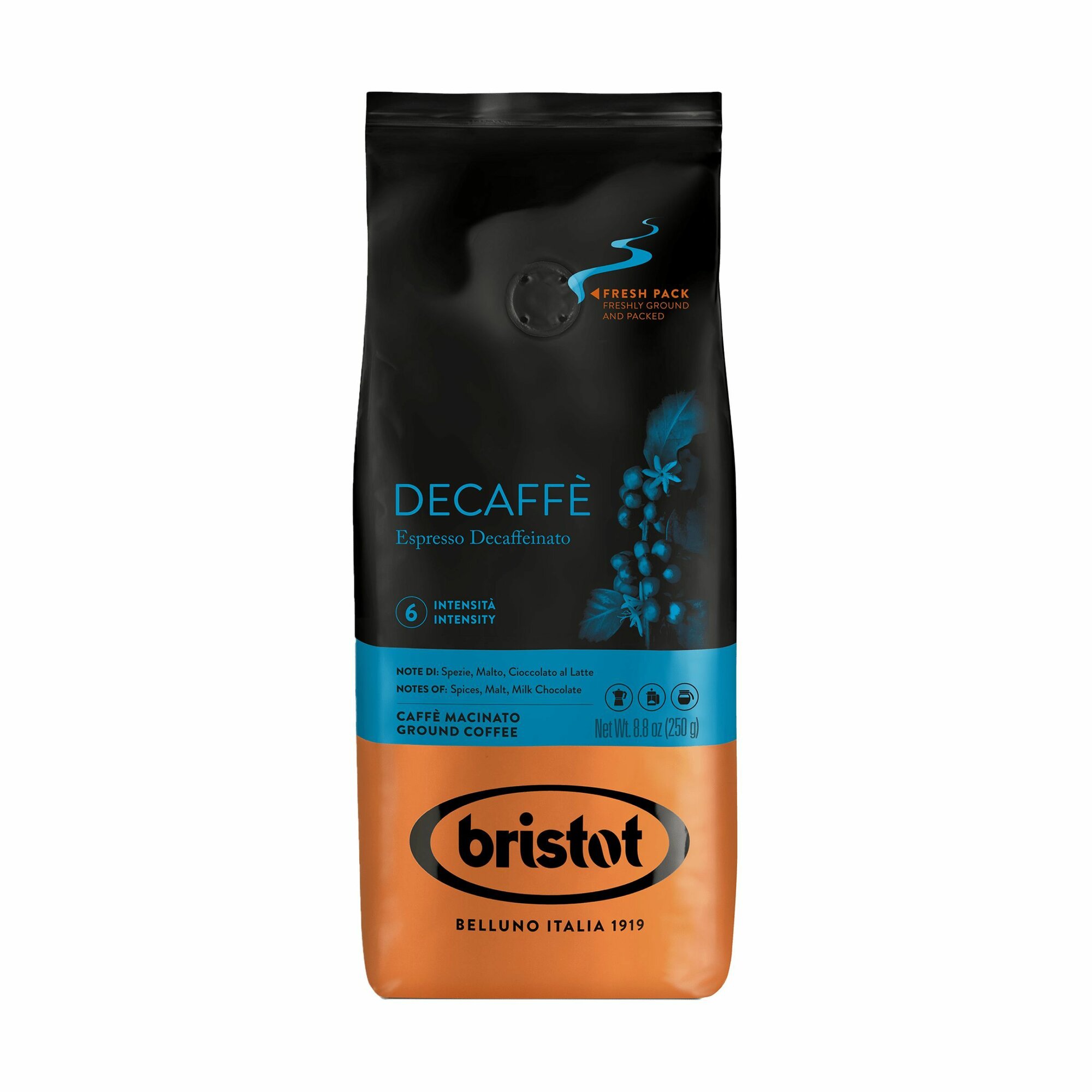 Bristot Decaffe Кофе молотый без кофеина 250г