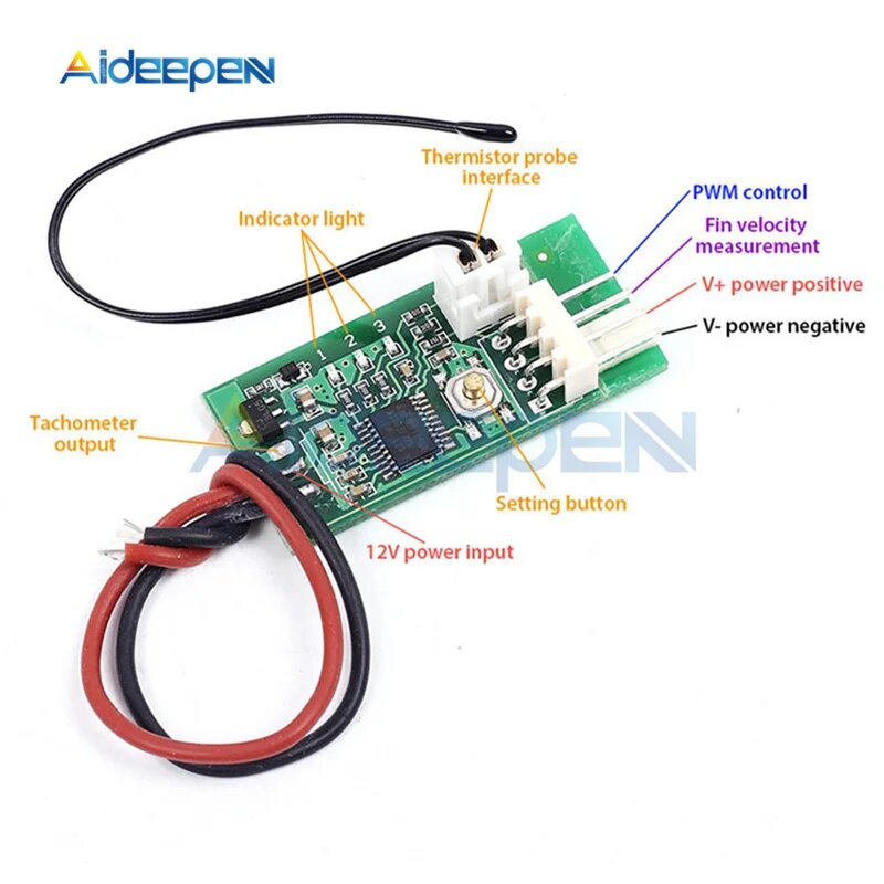 Регулятор температуры вентилятора Aideepen DC 12V PWM