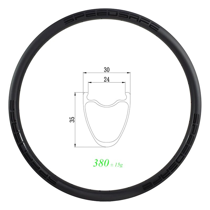 Speedsafe 380г SL 700c 35 мм карбоновые колеса Tubeless (Tapeless), 24H UD matte