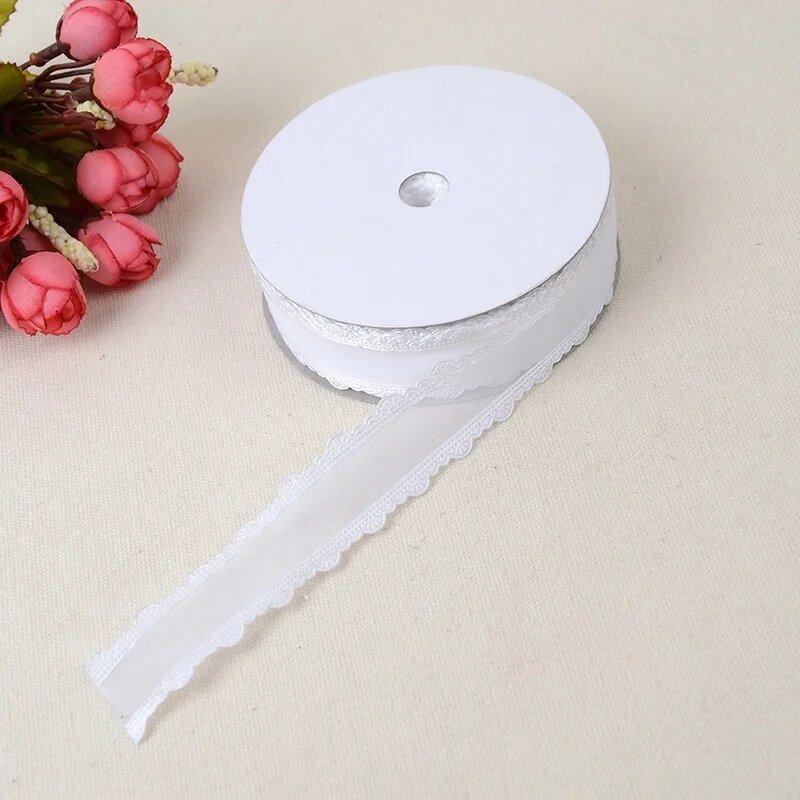 Лента органза 25 мм, 5 ярдов Белый, white