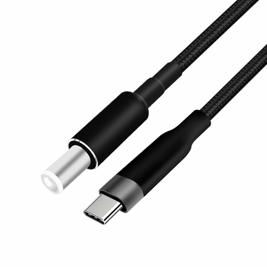 Кабель адаптера питания ноутбука USB C DC7,4x5,0 мм для ноутбуков, шнур 20 В, черный плетеный провод