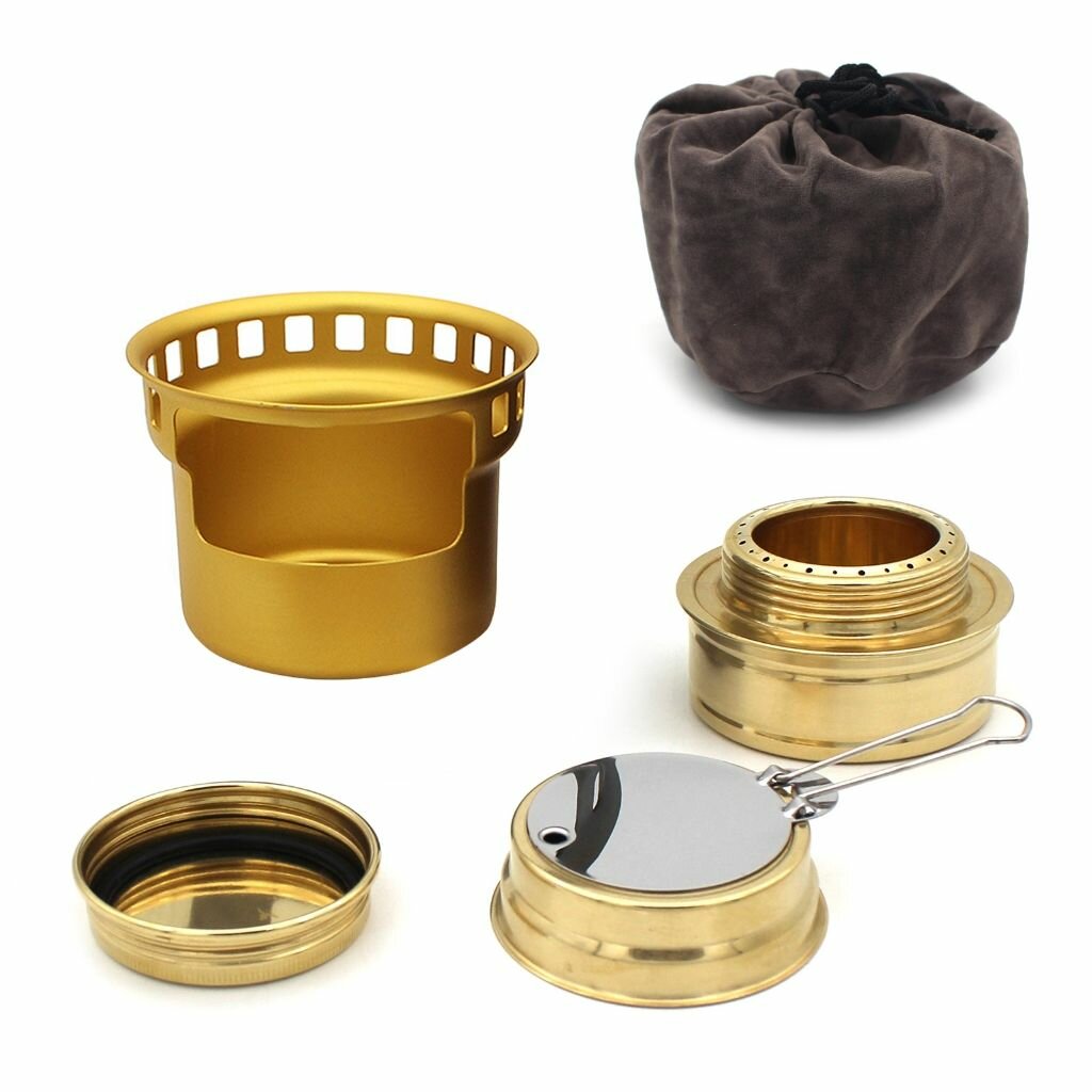 Походная посуда, Ветровой спиртовой котелок для кемпинга, портативный мини-чайник - золотой, 1 набор