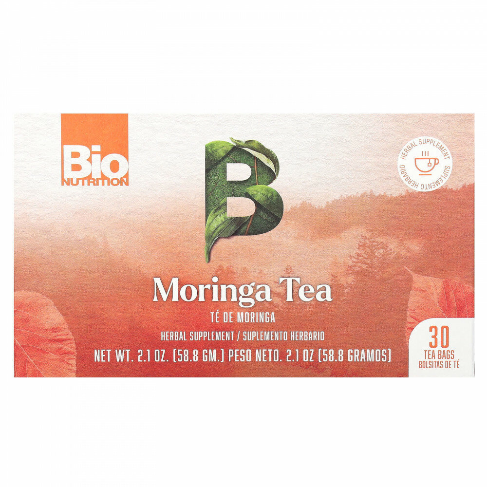 Bio Nutrition, чай из моринги, 30 чайных пакетиков, 58,8 г (2,1 унции)