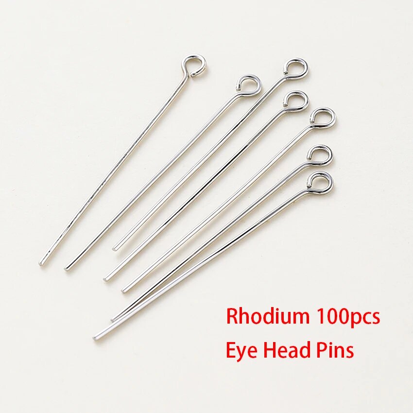 100шт. Eye Head Pins, 0.6mm x 40mm, Platinum