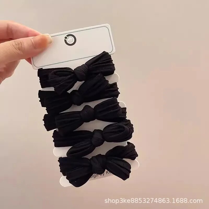 5 шт, черные резинки для волос из полиэстера, Color: F