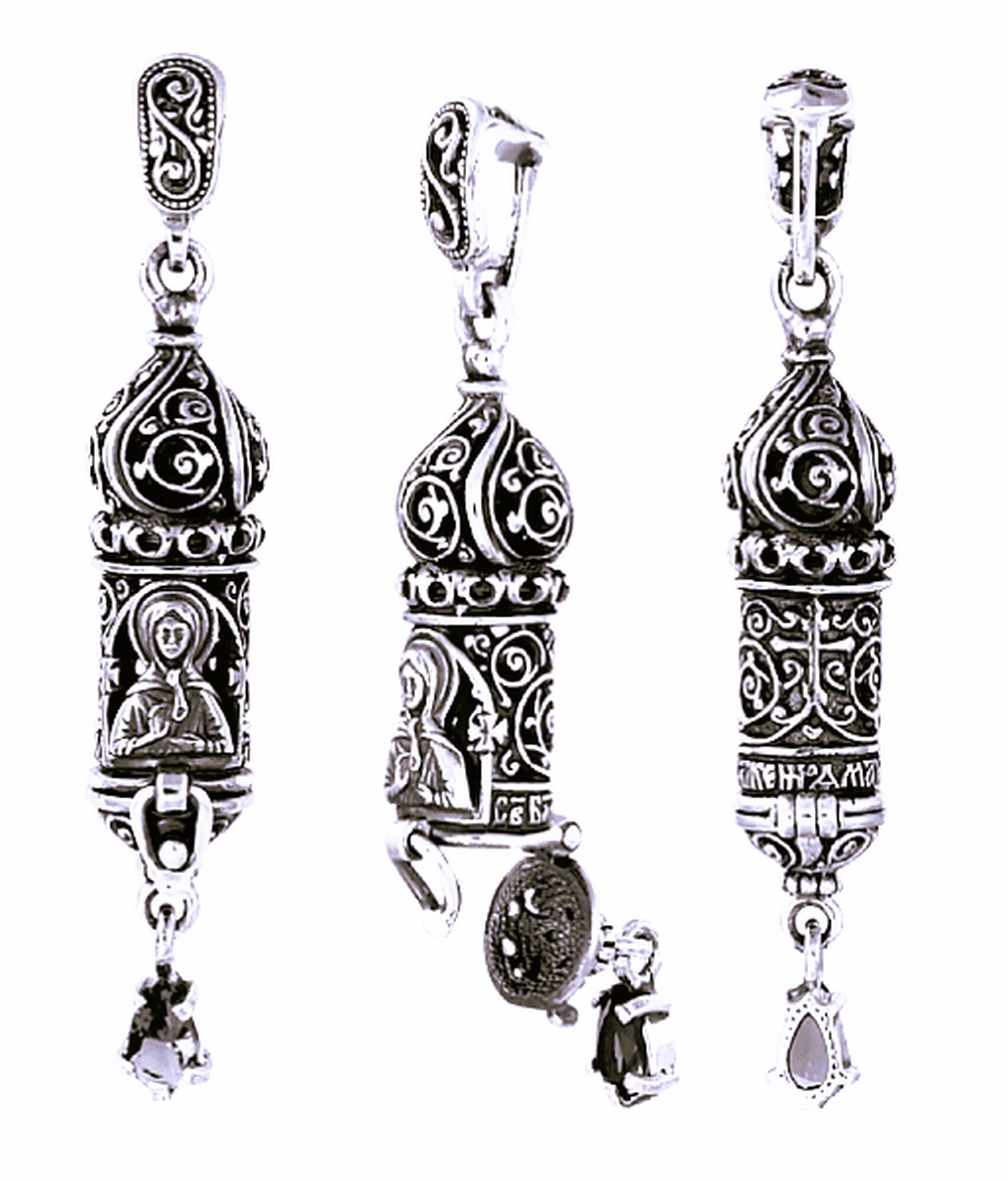 Иконка, серебро, 925 проба, чернение, фианит