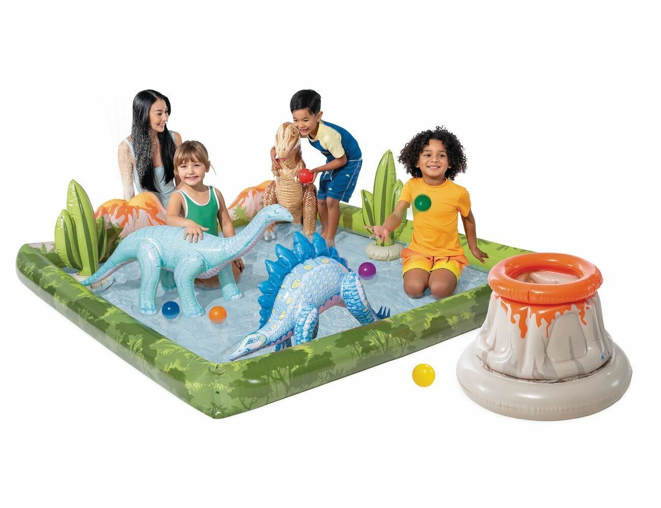 Надувной игровой центр Intex Приключения Юрского периода, 201х201х36 см, от 2 лет, 56132