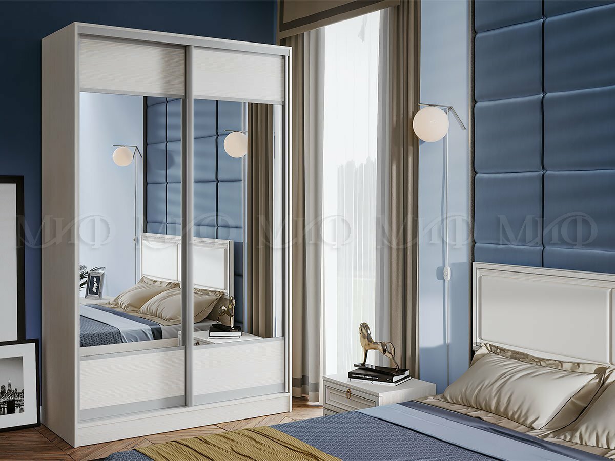 Шкаф купе для одежды Тринити-9 NEW сандал светлый размер 1350 х 2244 х 600 мм