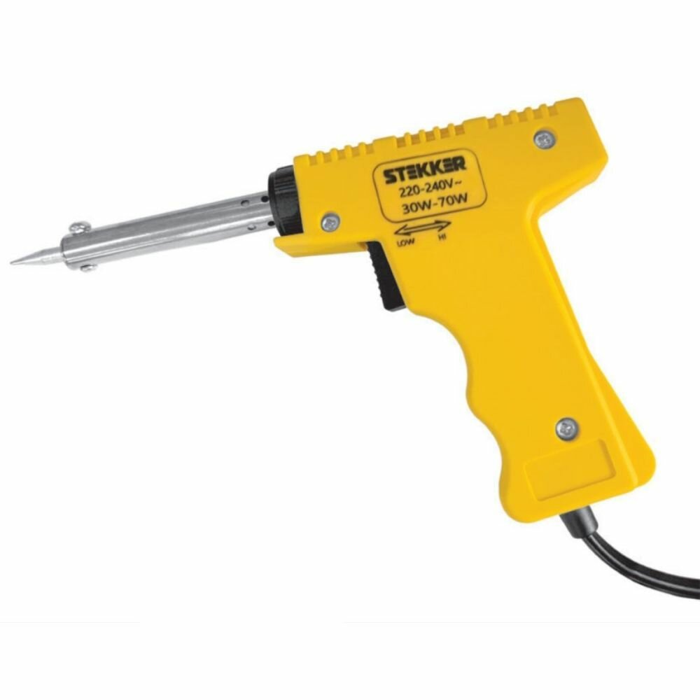 Паяльник импульсный STEKKER двухрежимный, нихромовый нагреватель, 30/70Вт, 230В, PLE501-70