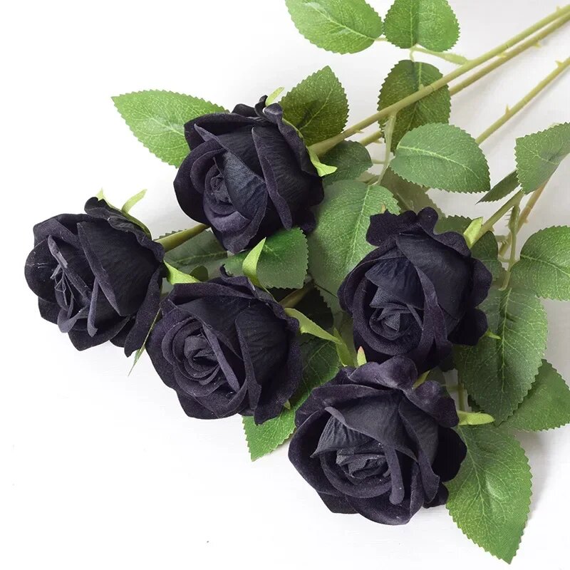 Искусственные розы из шелка Angela flower, набор из 3 штук Черный
