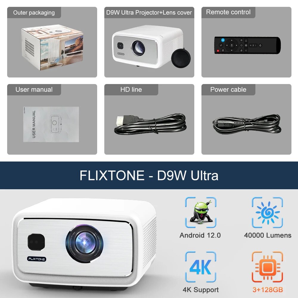 FlixTone D9W Ultra Full HD Проектор D9W Ultra