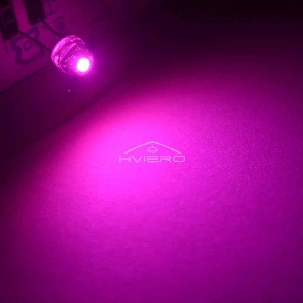 Светодиоды HVIERO 5mm разноцветные Фиолетовый, 100PCS Pink