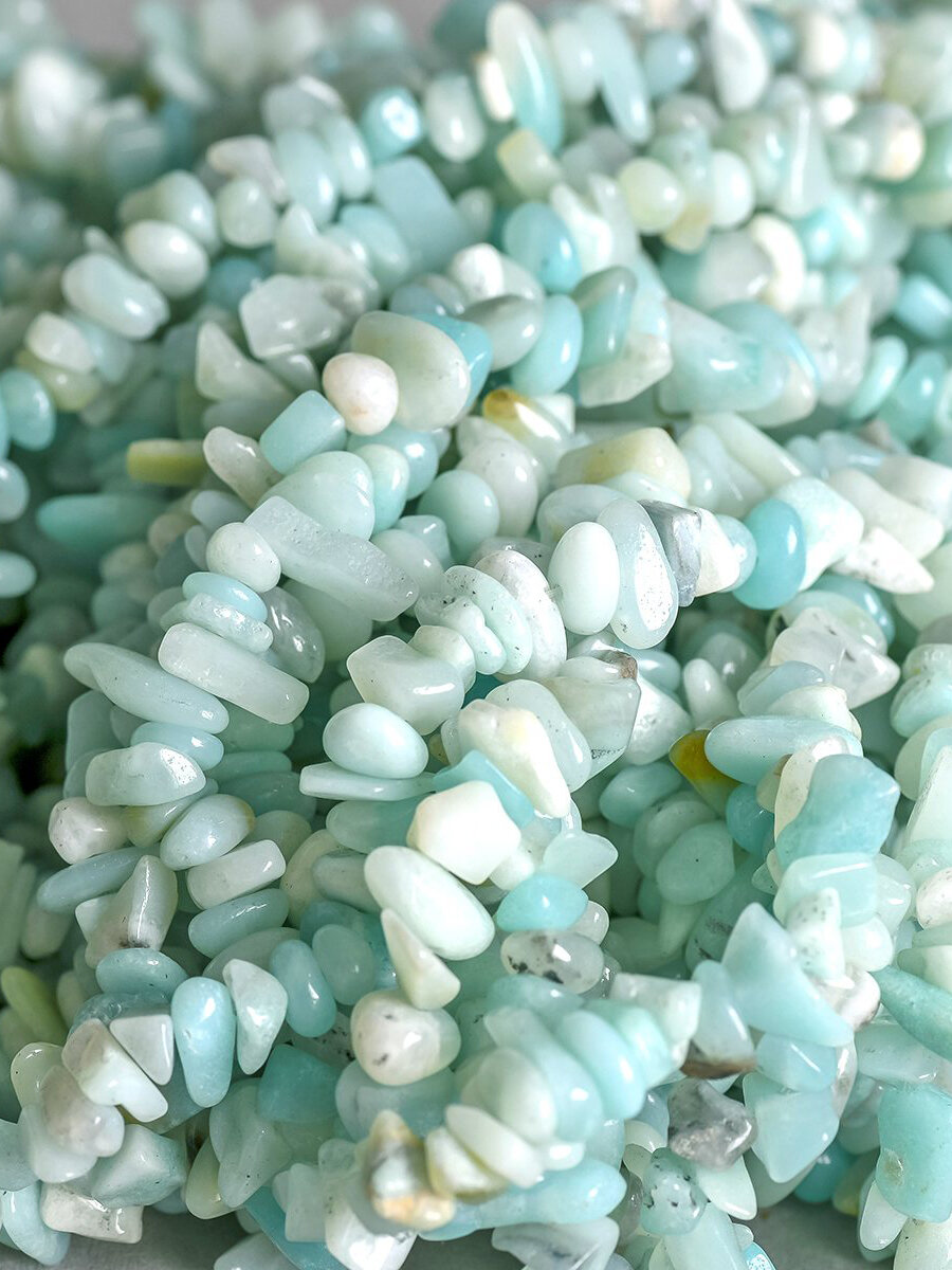 Амазонит осколки 20 г / Бусины натуральные, зеленый, 4-11x3-8x2-10 мм