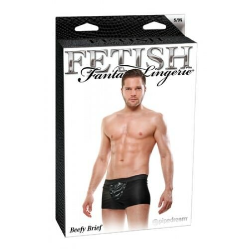 Боксеры Pipedream «Beefy Brief», S/M со съемным клапаном, черные мужские