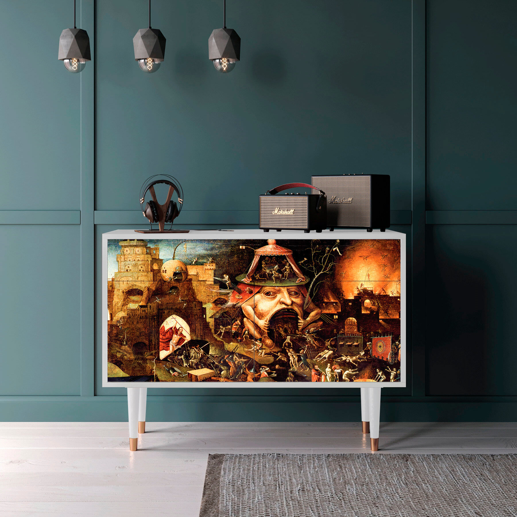 Комод - STORYZ - BS4 Christ in Limbo by Hieronymus Bosch , Размер - 115 x 85 x 48 см, Цвет корпуса - Белый