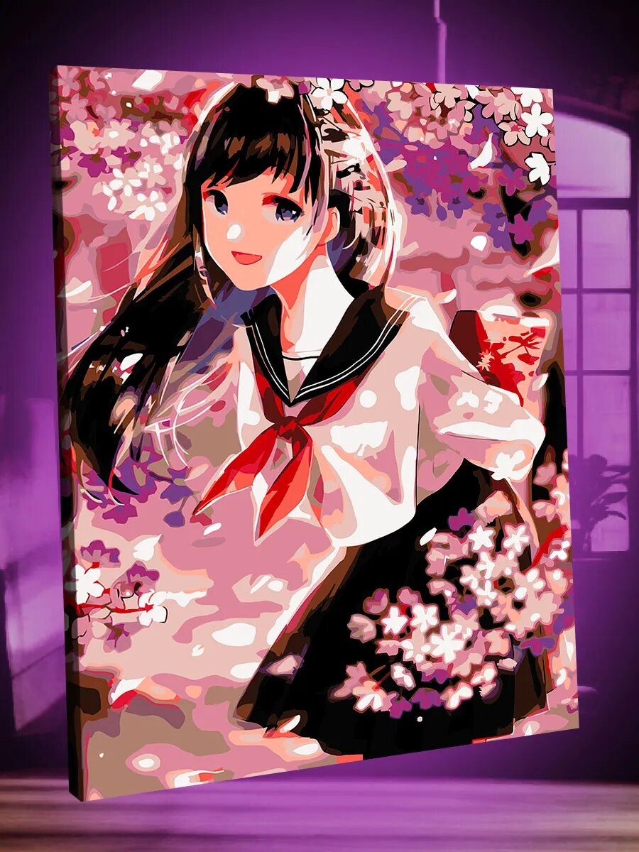 Картина по номерам Аниме цвет сакуры