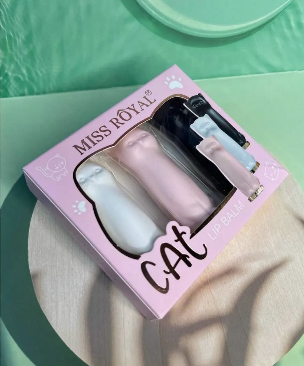 Бальзам для губ увлажняющий и питательный гигиеническая помада Котики KELASI подарочный набор, 3шт