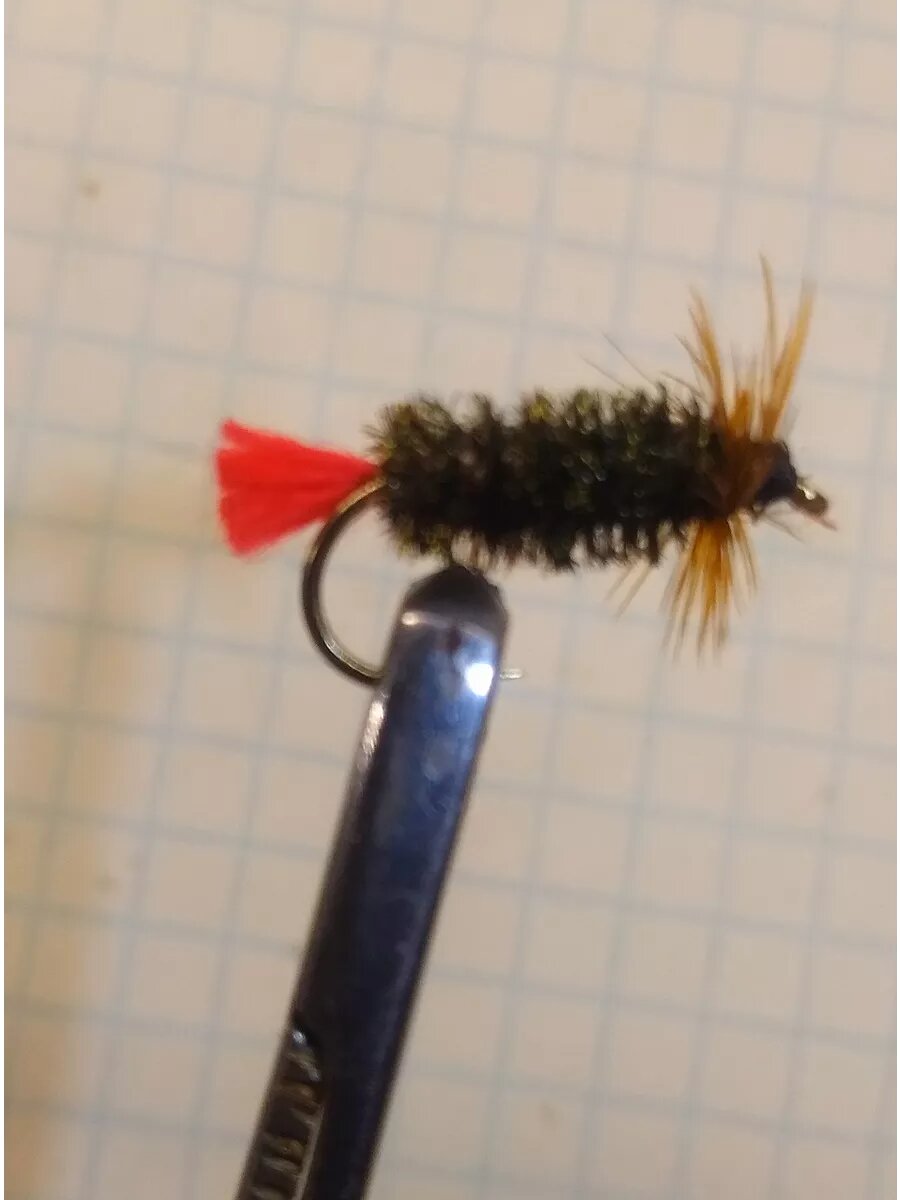 Мушка Red Tag, для ловли хариуса, на одинарном крючке, коричнево-красная, 3 шт