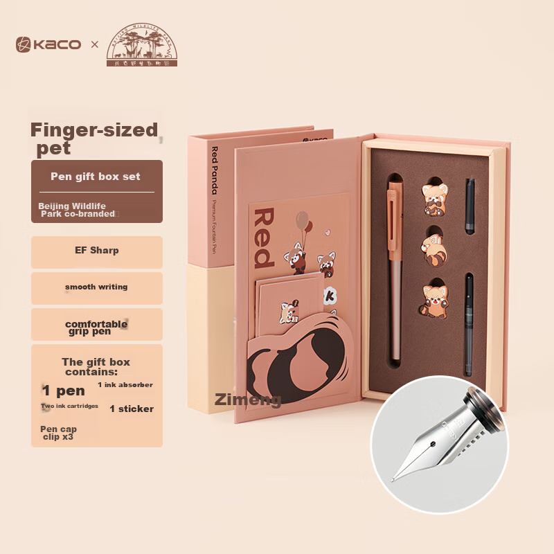 [New Year Gift] KACO Beijing Zoo Co-Branded Fountain Pen Student Gift Box Set for Adults, Calligraphy Practice Pen, Middle School Birthday Gift for Boys And Girls, Zhongdian Mengchong Series