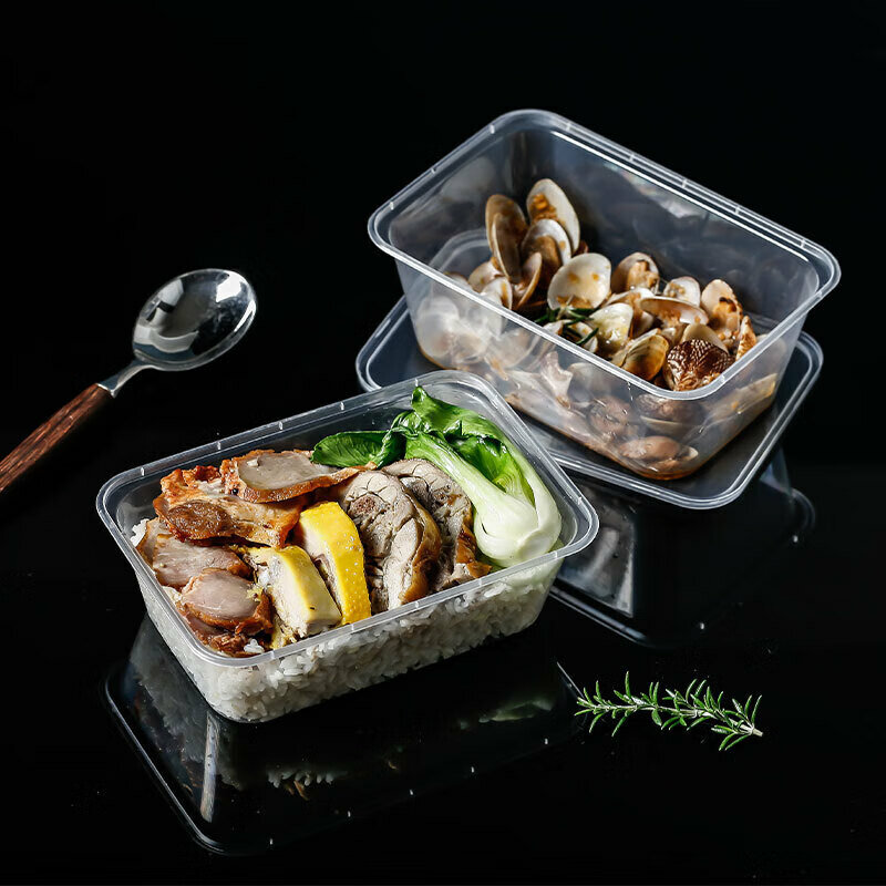 MAXCOOK 1000 мл прямоугольные одноразовые контейнеры с крышками, упаковка 50 шт из пластика Цвет：Квадратные усиленные