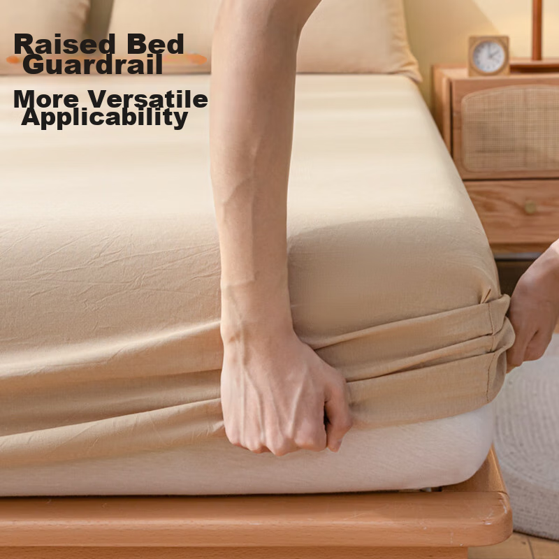 MUJI Class A Pure Cotton Fitted Sheet Single Piece, 1.8x2 Meter Double Pure Cotton Bed Cover Mattress Protector Full Coverage Fitted Sheet