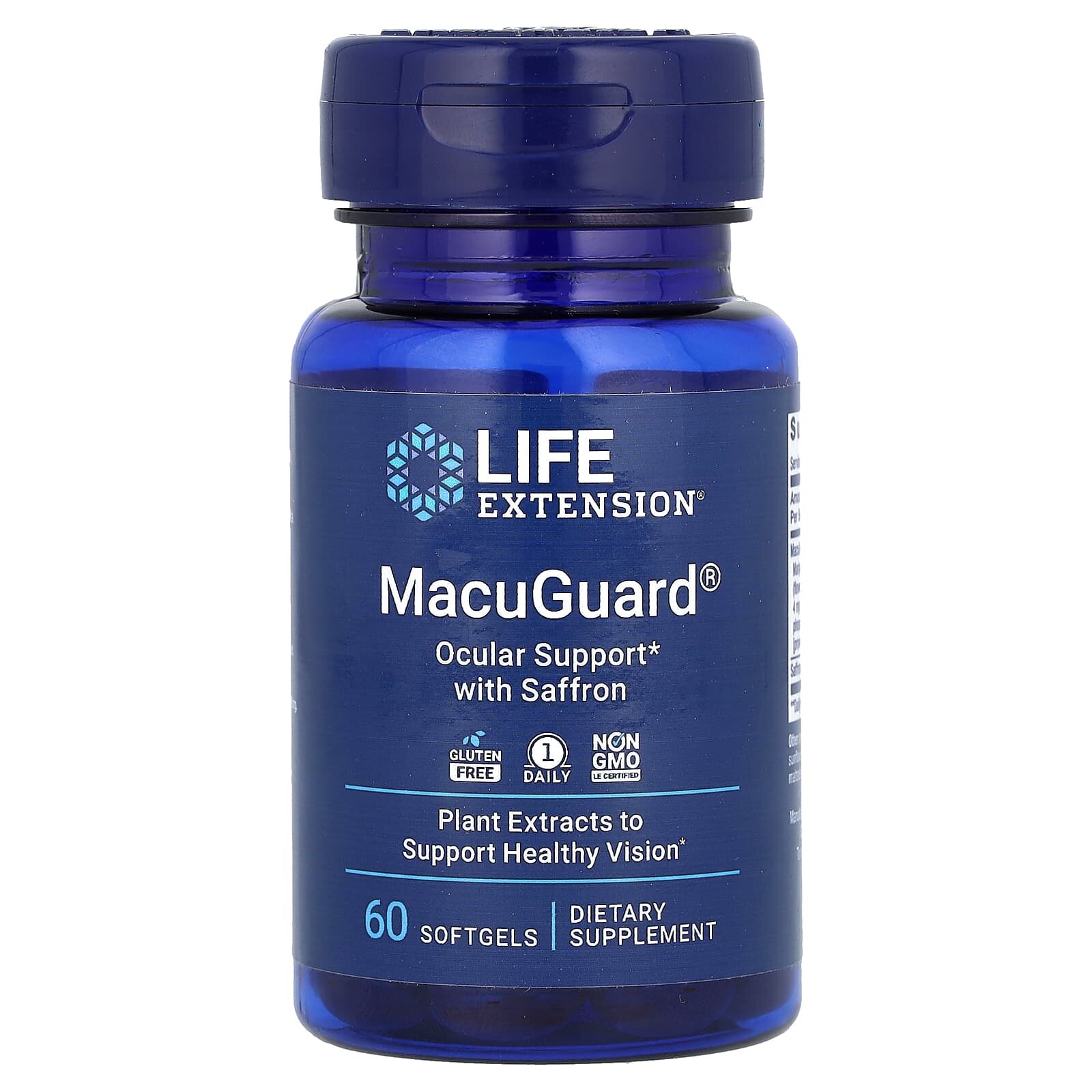 Life Extension MacuGuard Ocular Support with Saffron, 60 капсул
