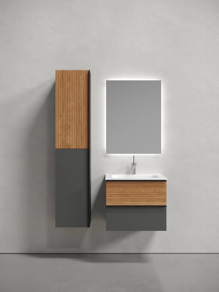 Комплект мебели Sancos Delta DL60GR + CN7011 + SQ600 61 см, подвесной, дуб красный/графит матовый