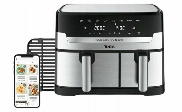 Обезжиренная фритюрница Tefal Dual Easy Fry & Grill EY905D10