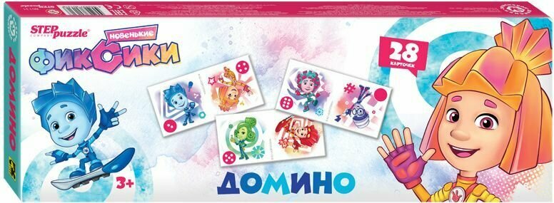 Детское домино "Фиксики" с картинками, развивающая настольная игра, набор из 28 карточек-фишек