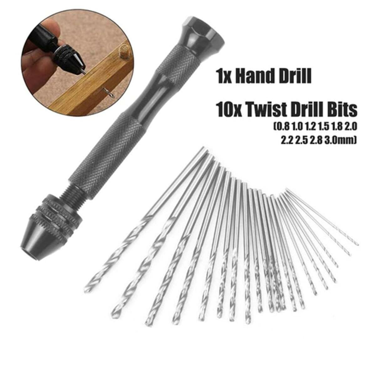 Ручная дрель Twistdrill Сверление отверстий Алюминиевый сплав Мини Микро Алюминиевая ручная дрель с патроном Twist +10 Б