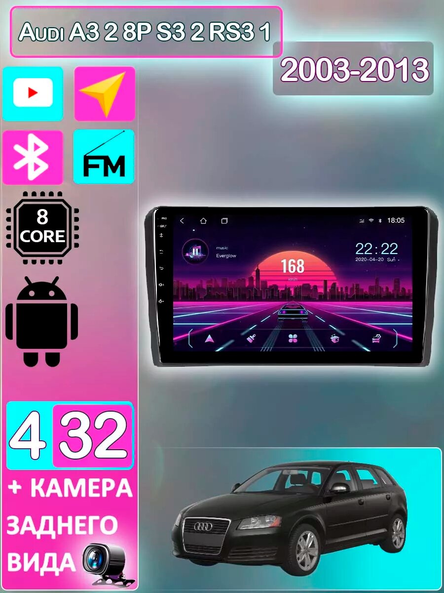 Магнитола TS18 Audi A3 2 8P S3 2 RS3 1 2003-2013 4/32Gb, Bluetooth, FM/AM, GPS