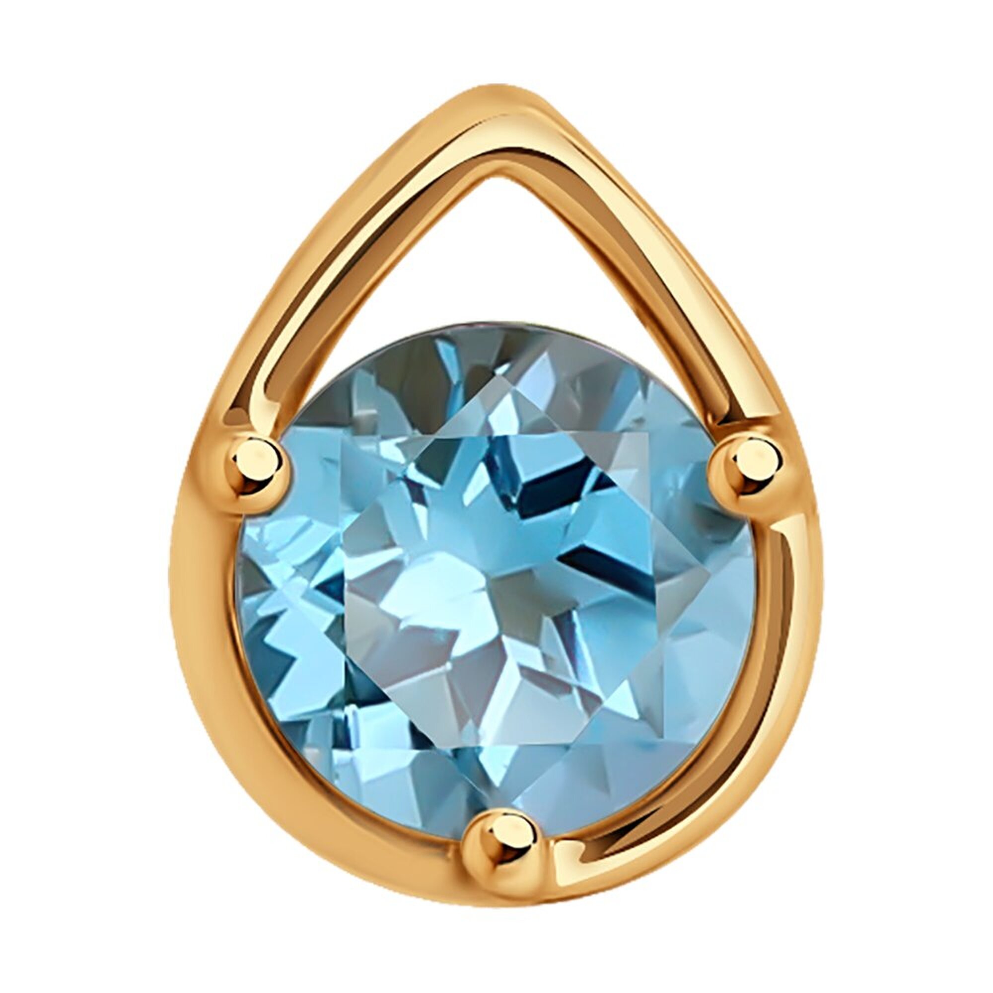 Подвеска, красное золото, 585 проба, топаз