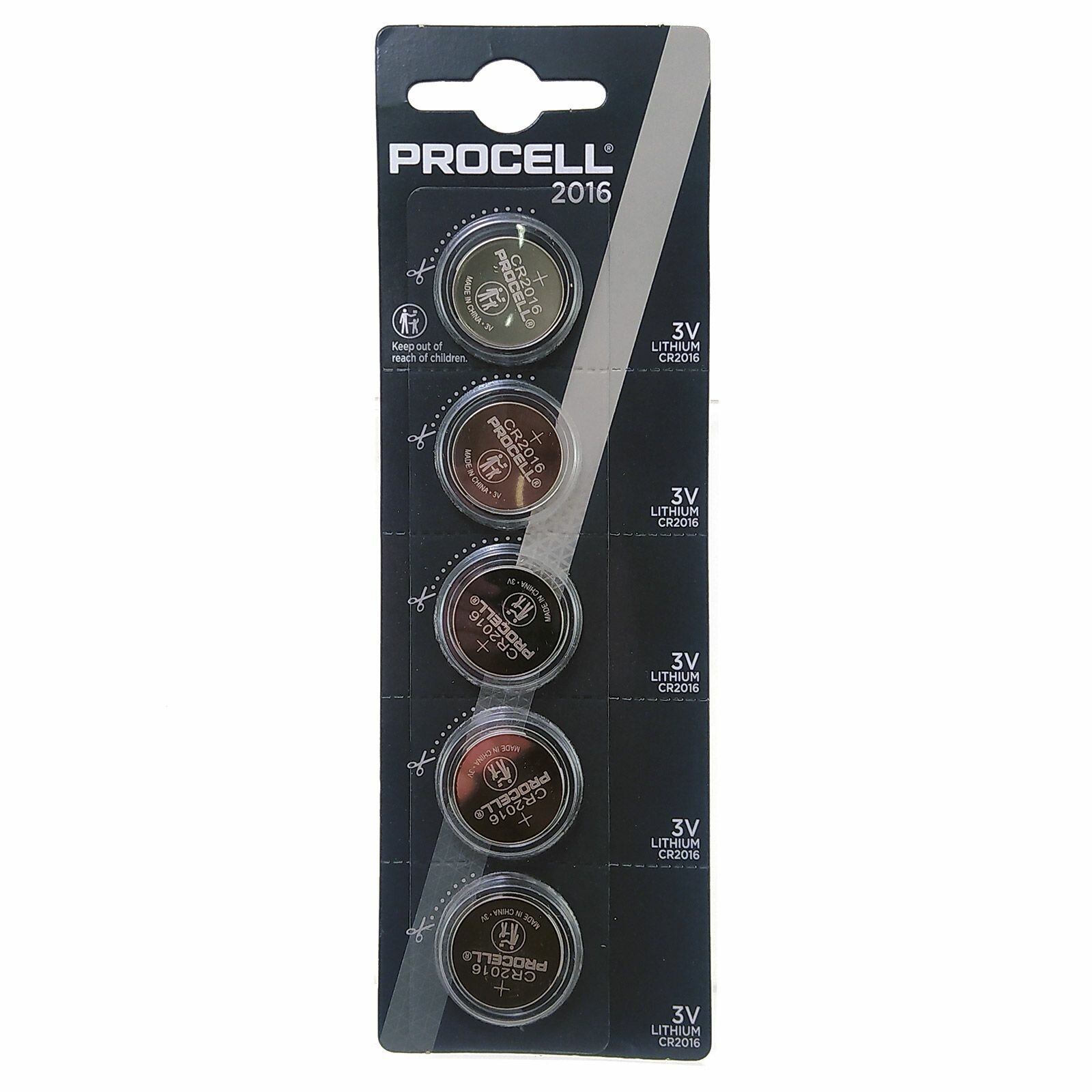 Батарейка (5шт) литиевая DURACELL CR2016 PROCELL constant дисковая 3В (бл5)