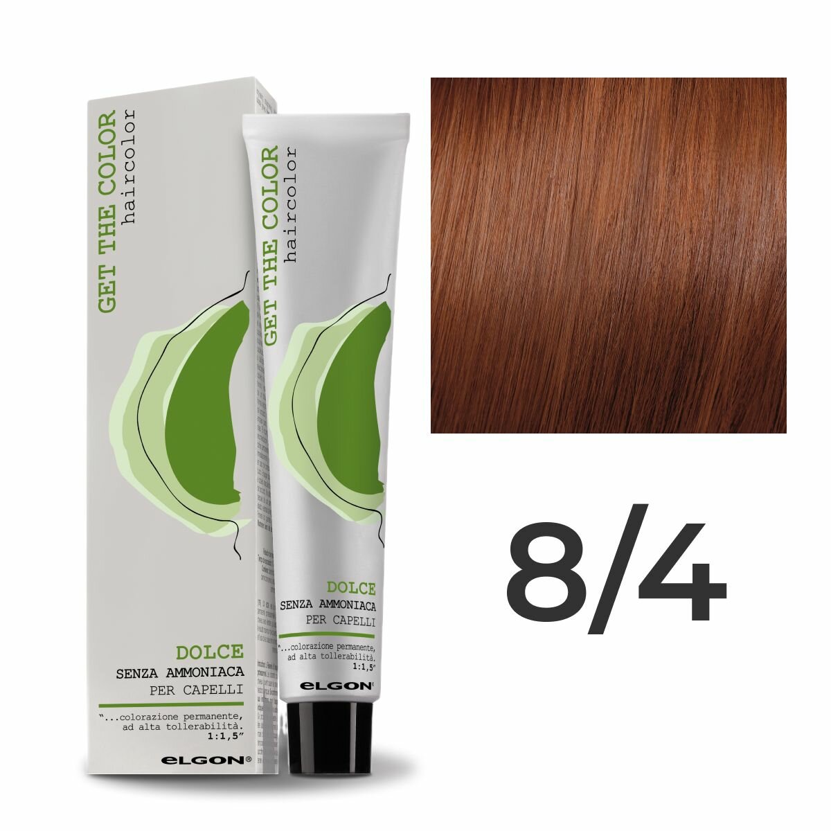 Крем - краска для волос профессиональная без аммиака Elgon Get the Color Dolce 8/4 Светлый русый Медный, 100 мл