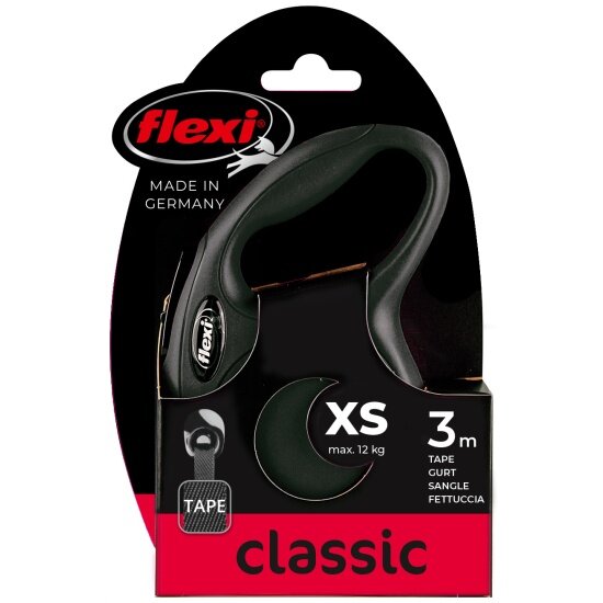 Поводок-рулетка Flexi New CLASSIC XS, 3 м, 12 кг, черный