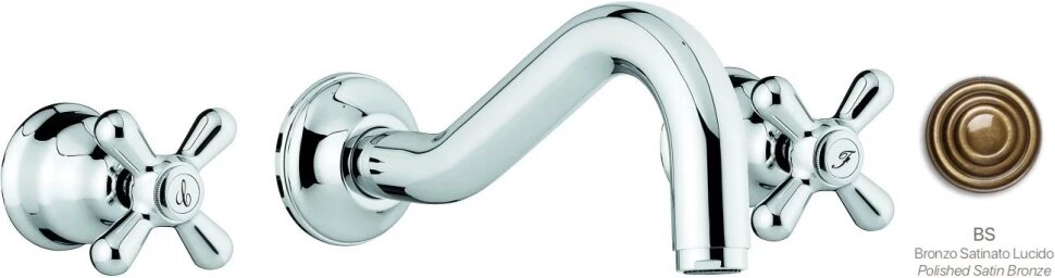 Смеситель для раковины Emmevi Deco Classic 12055/BR встраиваемый, без донного клапана, бронза