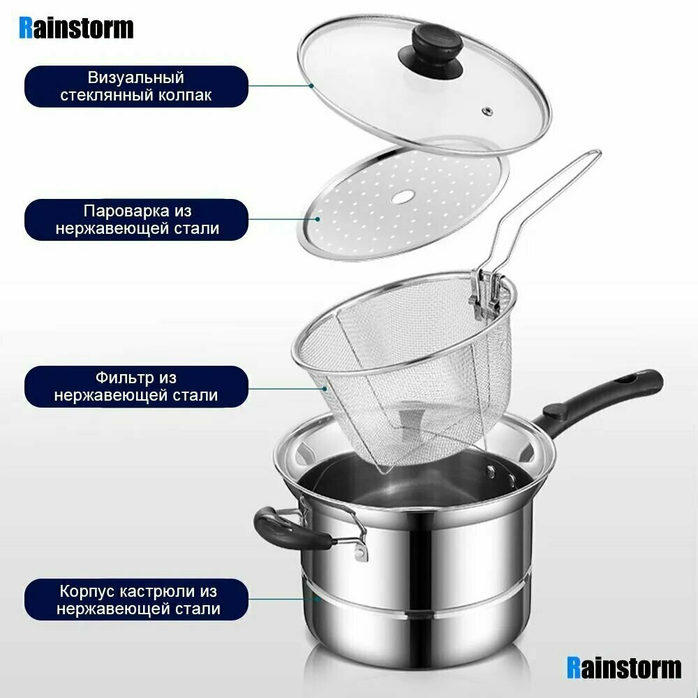 Многофункциональная кастрюля "четыре в одном" для приготовления супа на пару, для жарки и для варки на гриле，41 л